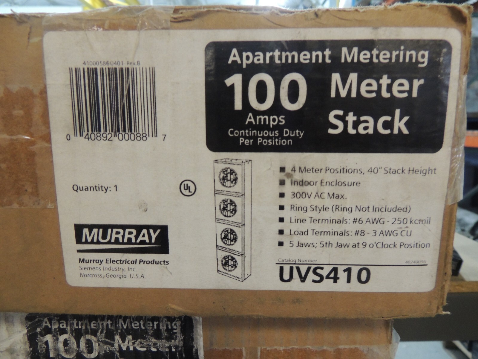 MURRAY 100 AMP UVS410 APARTMENT METERING METER STACK | eBay