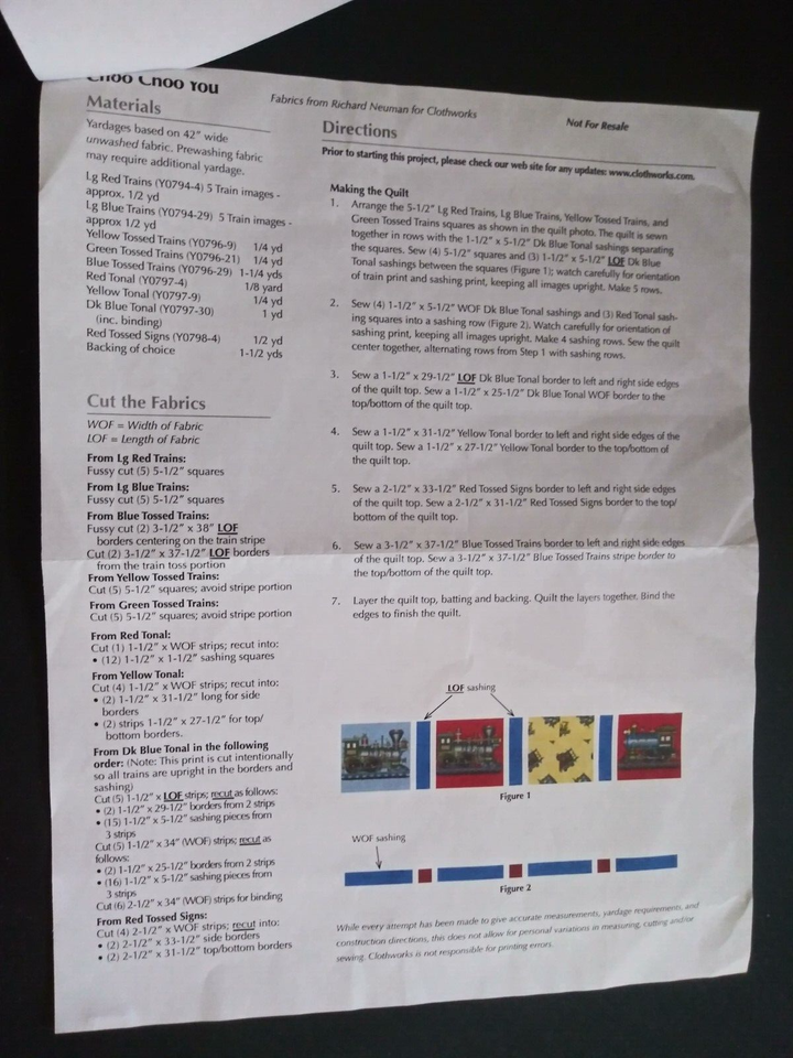 Clothworks Quilt Kit Choo Choo You Trains Fabric Included 37" x 43" | eBay