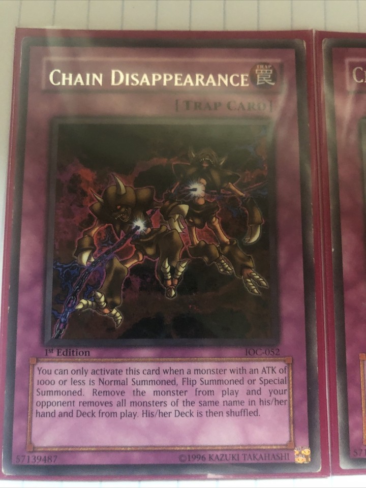 Yu-Gi-Oh! Chain Disappearance x2 Rare Moderately Played | eBay