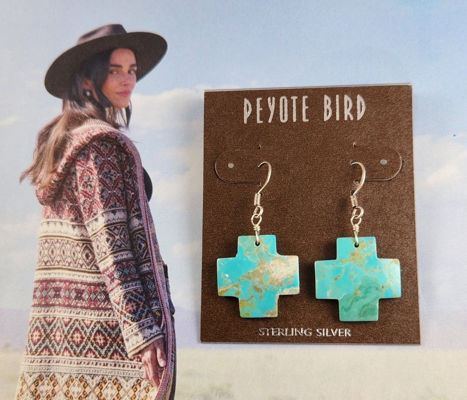 Peyote Bird Designs Sundance Catalog Turquoise Sterling Cross Earrings ...