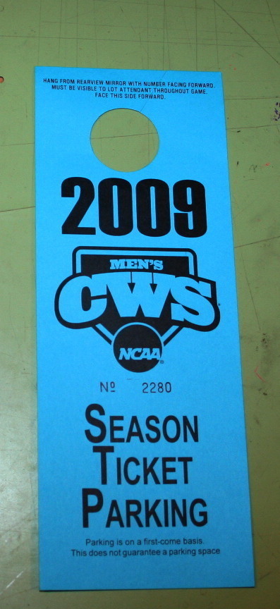 2009 COLLEGE WORLD SERIES CWS PARKING PASS | eBay