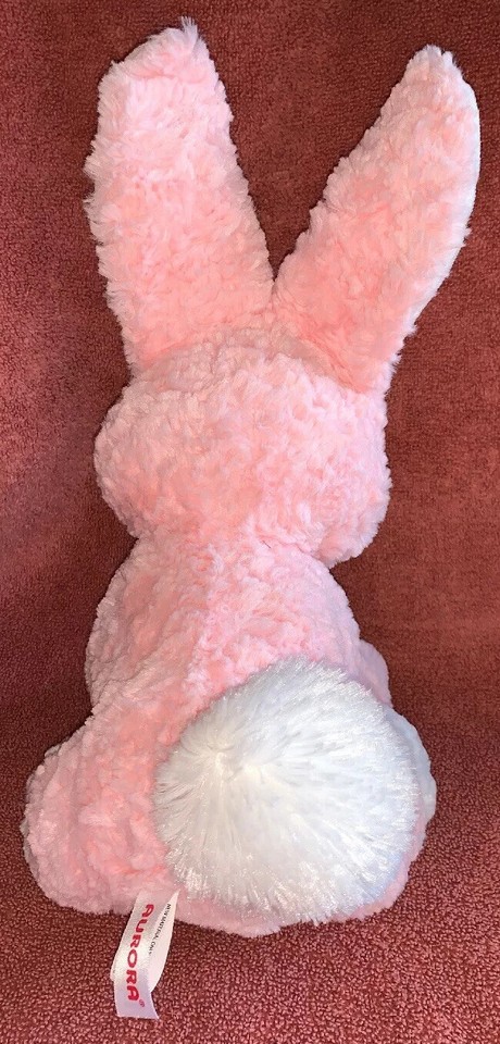 Aurora Plush Bunny Pink White Feet Big Ears Stuffed Animal Soft Toy 14 ...