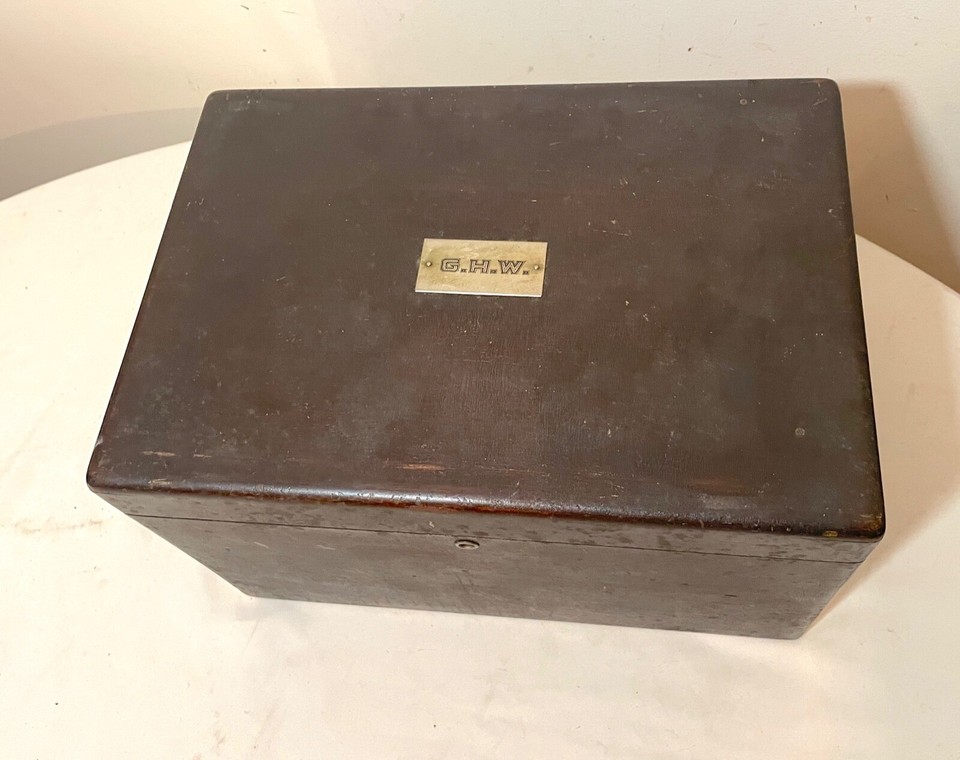 quality antique 1800's handmade wooden glass cigar tobacco humidor box ...