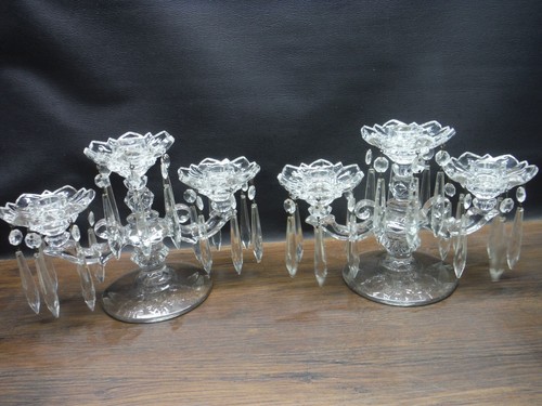 Set Duncan Miller Glass Antique 3 candel Candelabra Art Deco | eBay