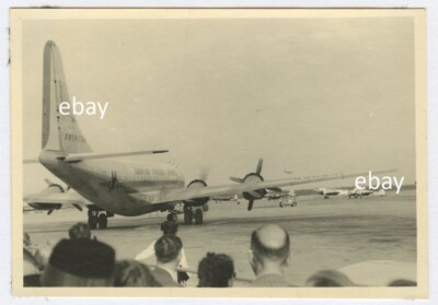 Taken Post WW2 Germany AMERICAN AIRLINES prop plane on ground 4" x 2 7/ ...