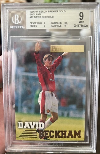 1996 Merlin Premier Gold England David Beckham #92 BGS 9 MINT Rookie ...