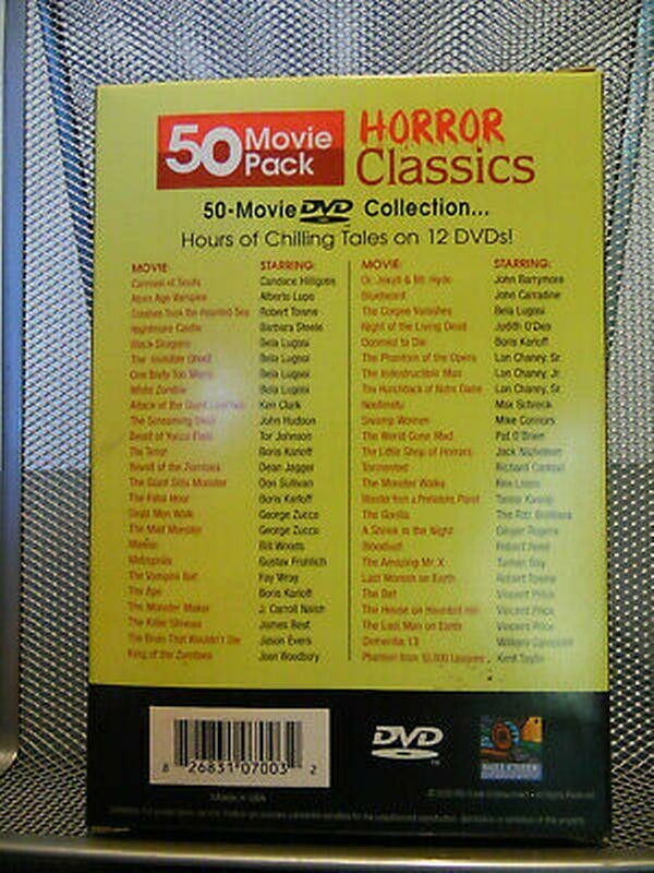 50 Movie Pack Horror Classics 12-DVD Collection The 20's, 30's, 40's ...