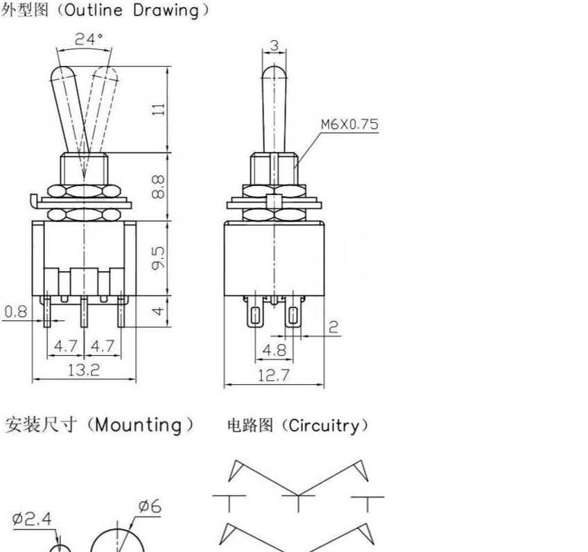 4 Pieces Momentary Mini Toggle Switch (ON)-OFF-(ON) 6 pin 12vdc dpdt 1/ ...