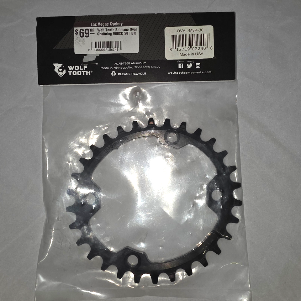 Wolf Tooth Oval 96 BCD Chainring, 30T, 96 Asymmetric BCD, 4-Bolt, Drop ...