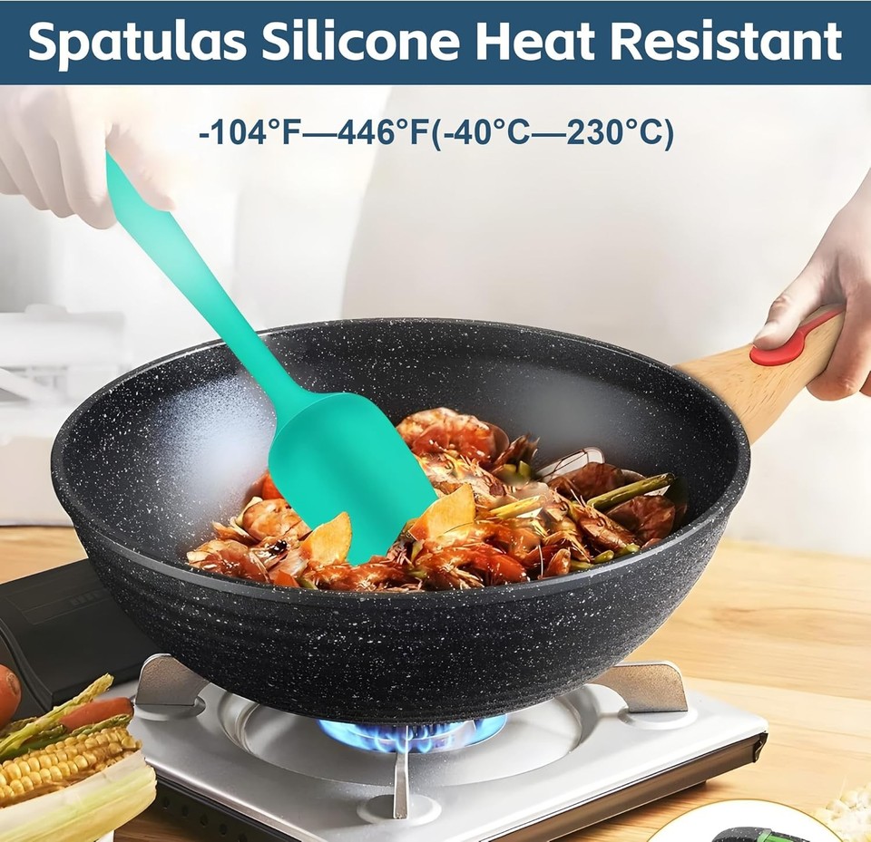 Barsone 5-Piece Silicone Spatula Set（ Heat Resistant 446°F Medium ...