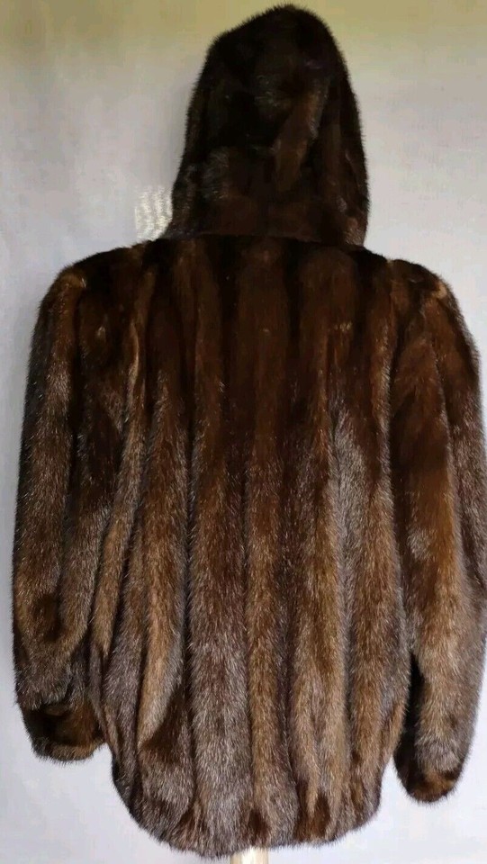 Men's Real MINK FUR Full Skins Jacket RED Fox Hooded Collar AllSizes ...