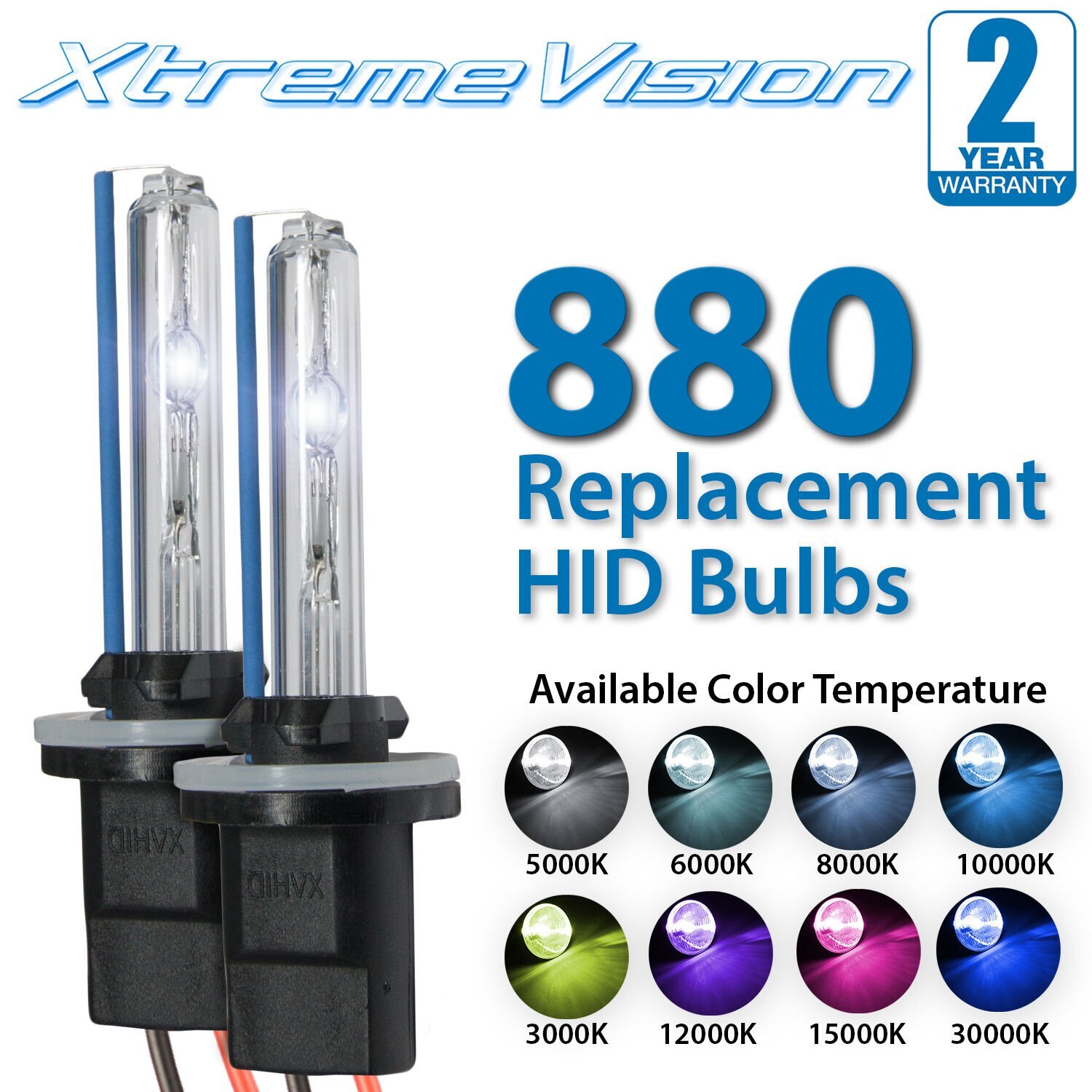 XtremeVision 880 HID Xenon Replacement Bulbs - 4300K 5000K 6000K 8000K ...