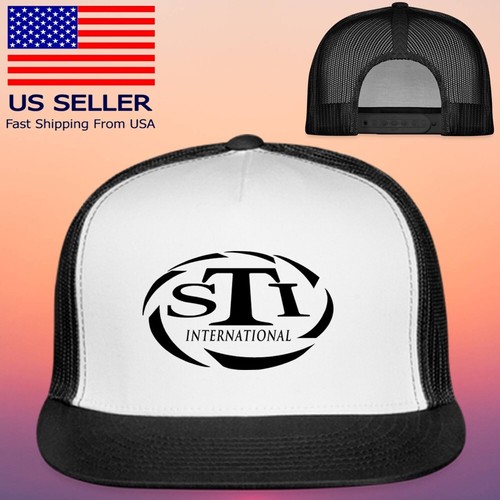 STI International Adjustable Black/White Trucker Hat Cap Adult Size | eBay