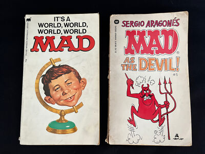 Vintage 1970s MAD Paperback Book Lot Of 2 MAD World, MAD As The Devil ...
