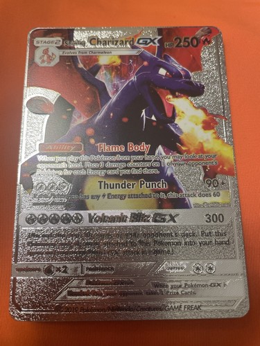 Shining Charizard GX - 250HP Textured Silver Foil Fan Art Card. | eBay