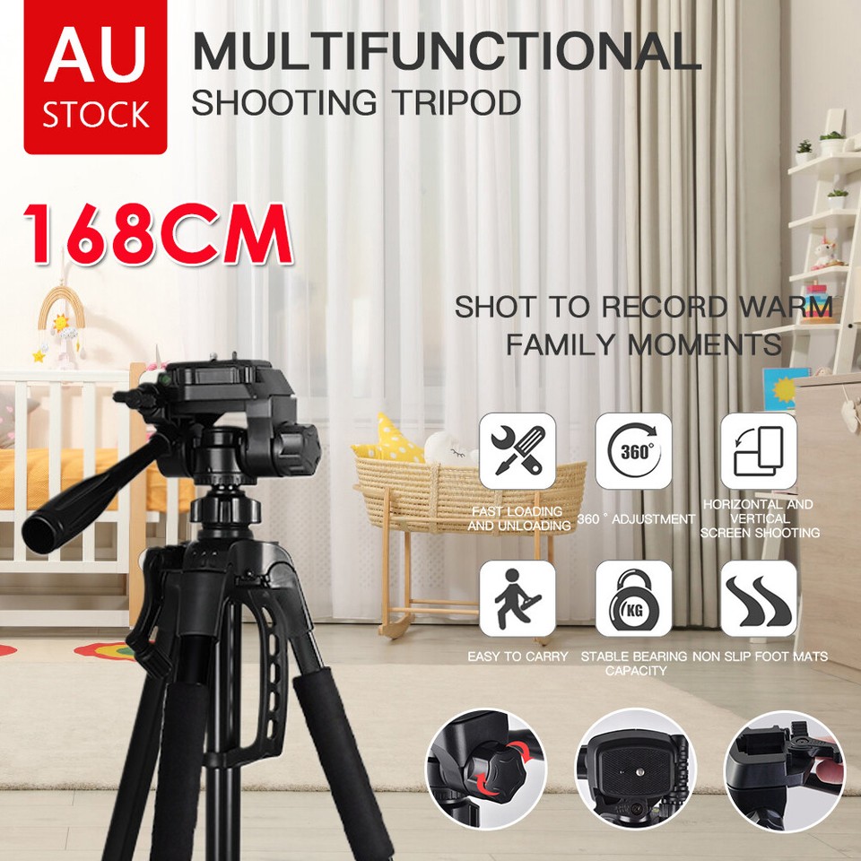 Professional Camera Tripod Stand Mount Remote + Phone Holder for iPhone ...