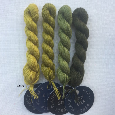 Moss greens Planet Earth 6 Ply silk collection needlepoint threads ...