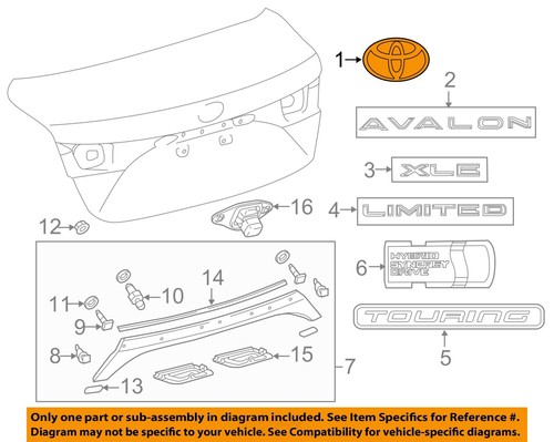 TOYOTA OEM 13-21 Avalon Trunk Lid Exterior Trim-Emblem 7540307011 | eBay