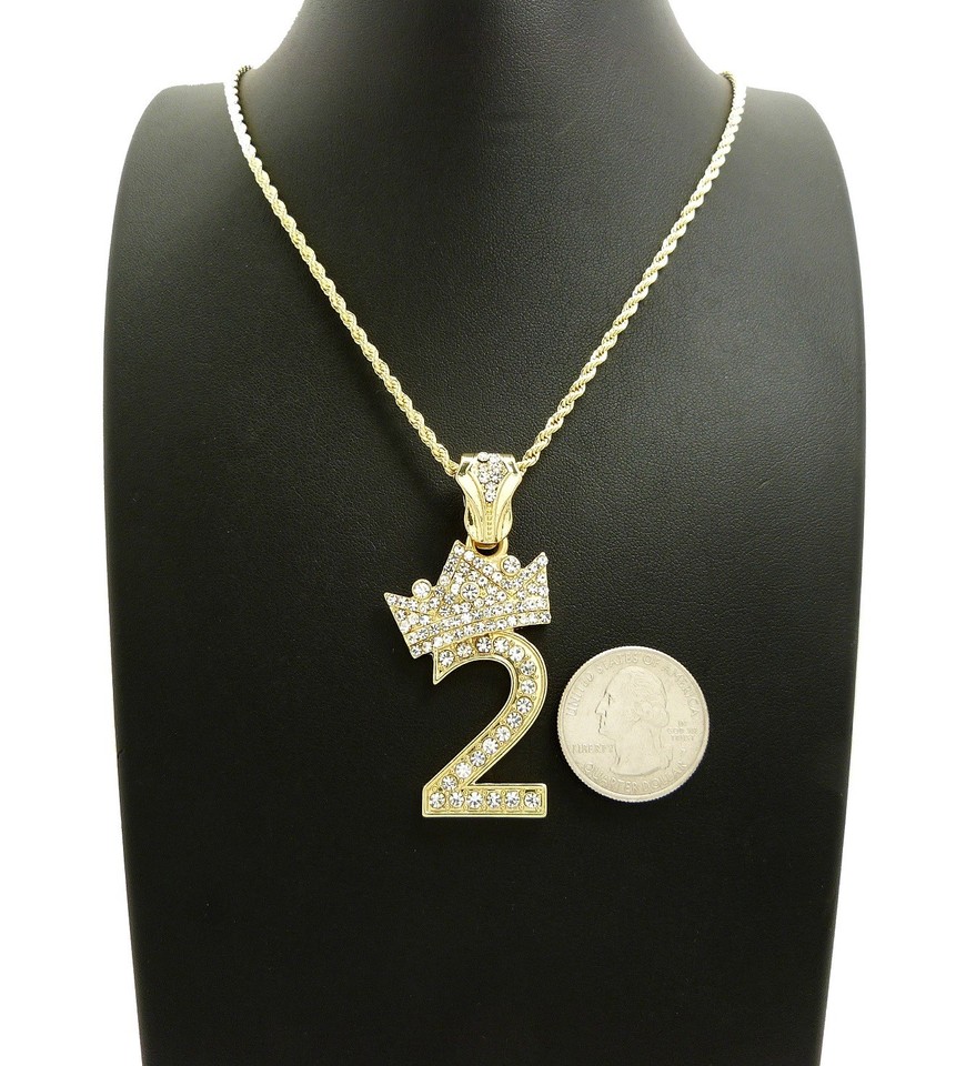 NEW # 1 to 9 NUMBER PENDANT & 24" VARIOUS CHAINS & COLOR HIP HOP ...