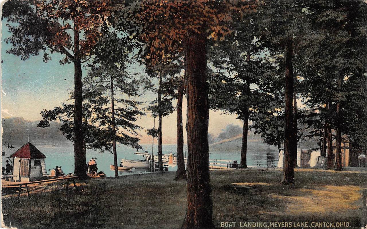 BOAT LANDING MEYERS LAKE CANTON OHIO POSTCARD 1913 | eBay