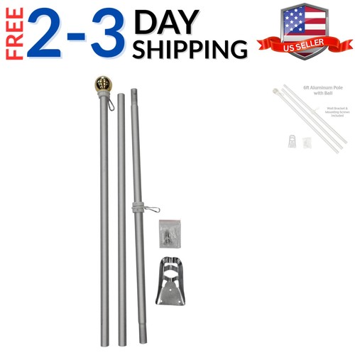 6 Foot Aluminum Silver Pole with Ball | eBay