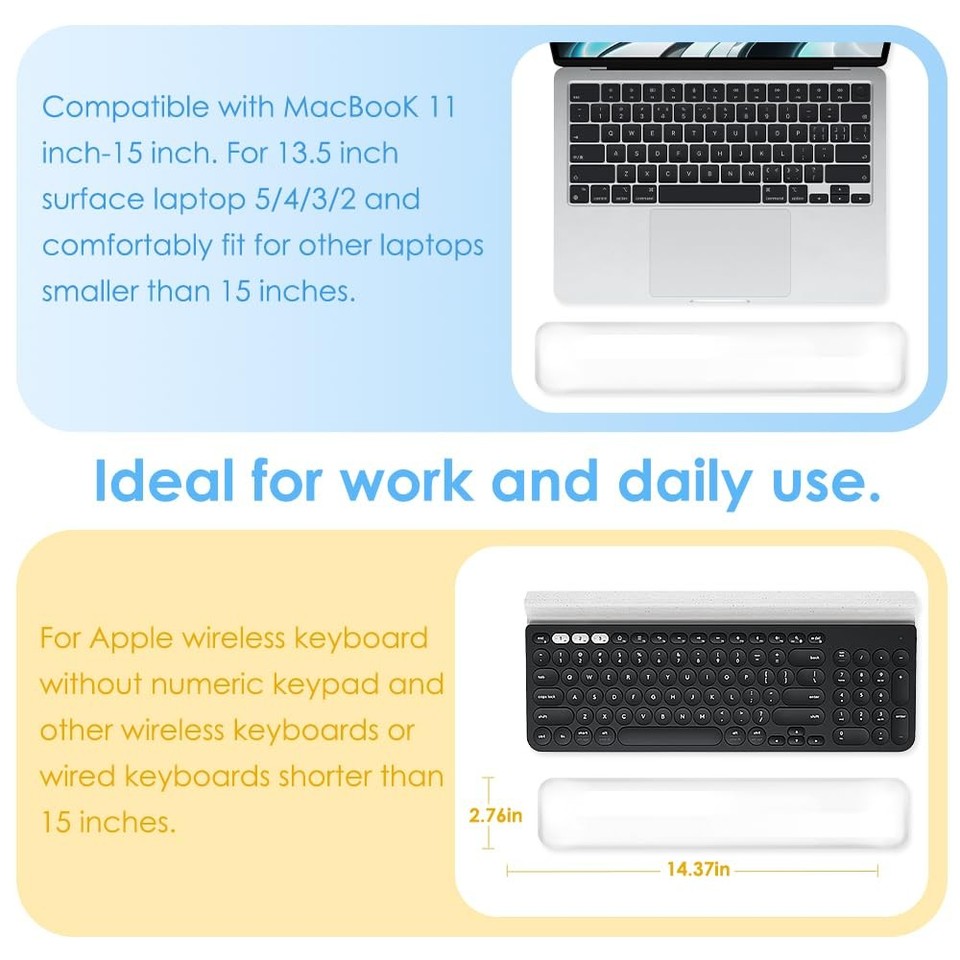 Soft Keyboard Wrist Rest Pad 14.37IN Comfortable Cool Silicone Cushion ...