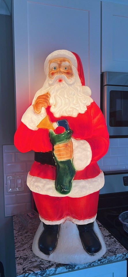 Vintage General Foam Plastic 40” Blow Mold Santa With Stocking ...