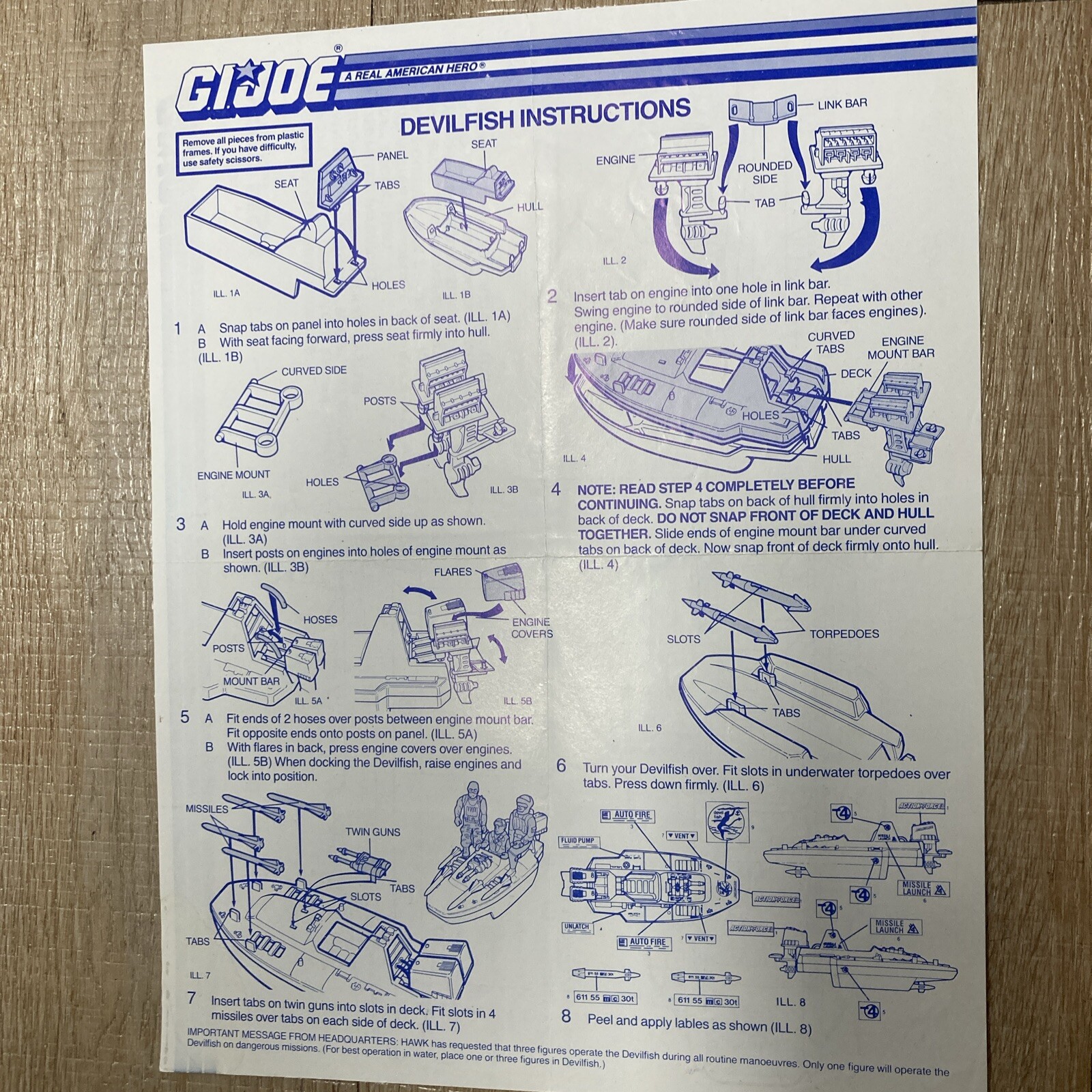 Hasbro Instructions Devil Fish, Instructions, Blueprints, G.I. JOE | eBay