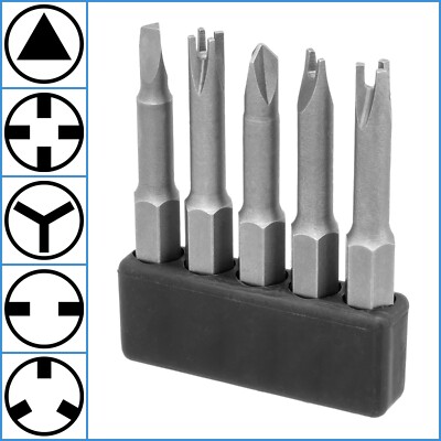5pc Tamper Proof Hex Drill Bit S2 Screwdriver Triangle Y U Shaped Head ...