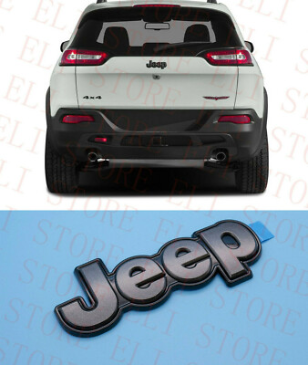 2014-2018 Jeep Cherokee Rear Liftgate Black Gray Logo Nameplate Emblem ...