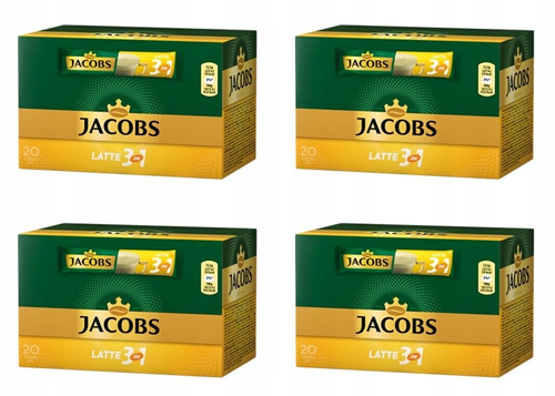 Pack of 4 x Jacobs LATTE 3 in 1 - Instant Coffee - 4 x 20 Sachets 1 KG ...