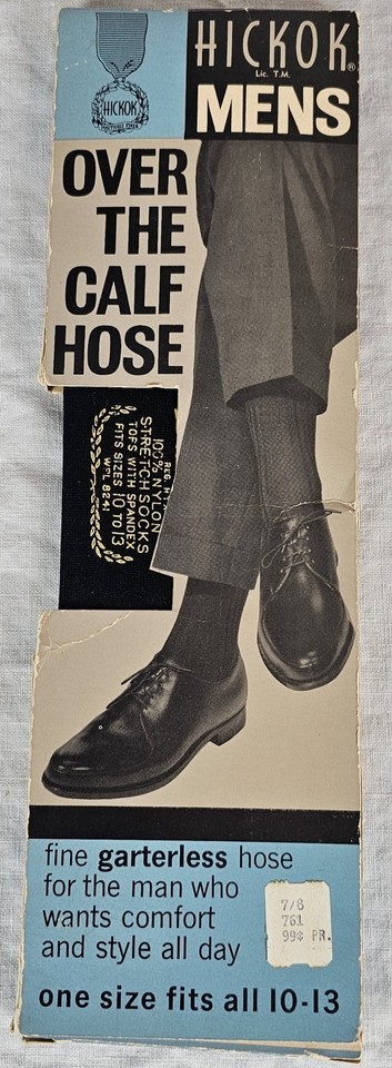 VTG 60's Hickok Mens Stretch Socks Black Nylon USA Over Calf NOS Fits Size 10-13 | eBay