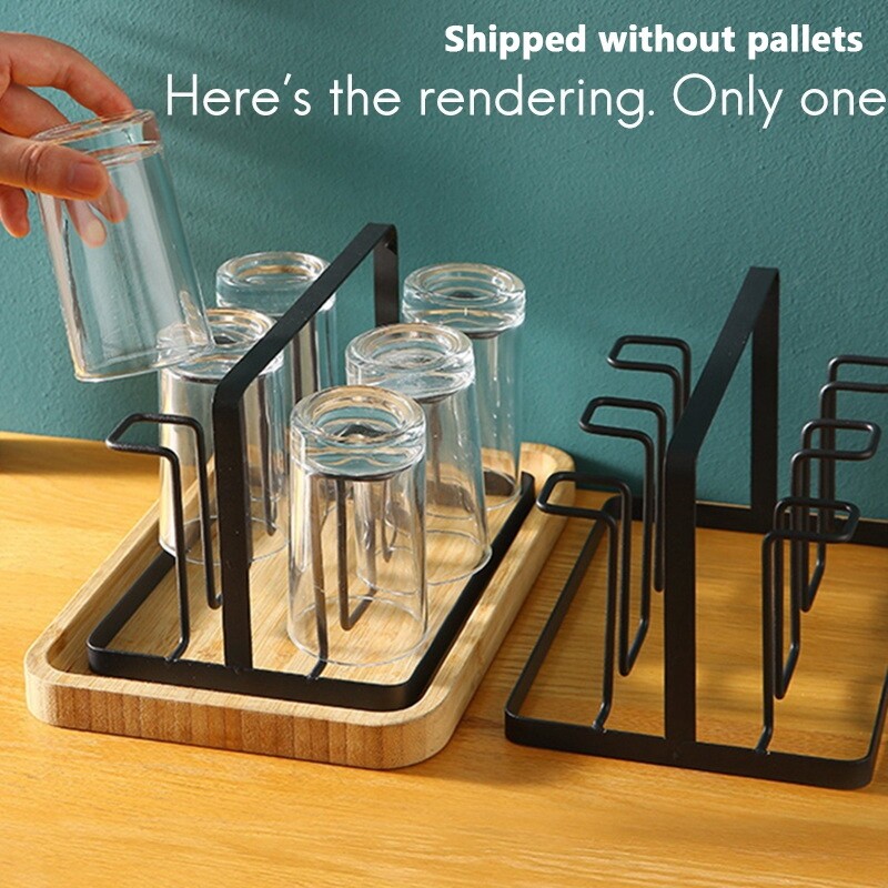 2X(6 Glass Cups Stand Holder Drying Shelf Kitchen Water Cup Rack ...