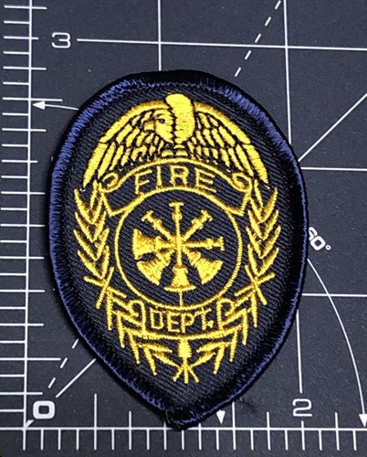 Fire Department Badge Patch Deputy Chief 4 Bugle Firefighter Gold Blue ...
