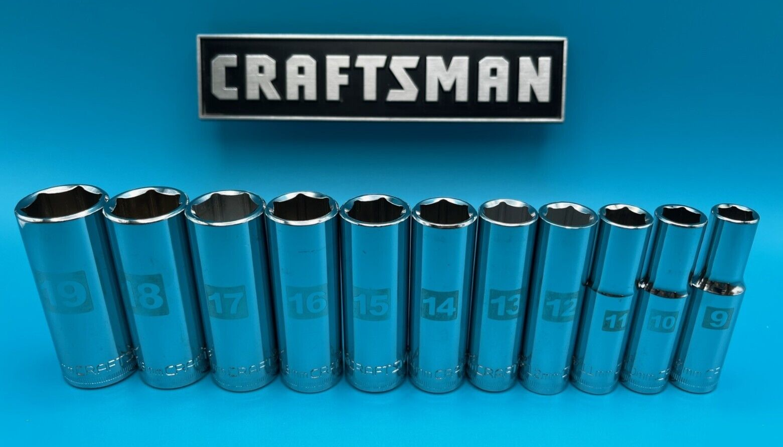 CRAFTSMAN 11pc 3/8" Dr 6pt DEEP LENGTH METRIC socket set (9-19mm) | eBay