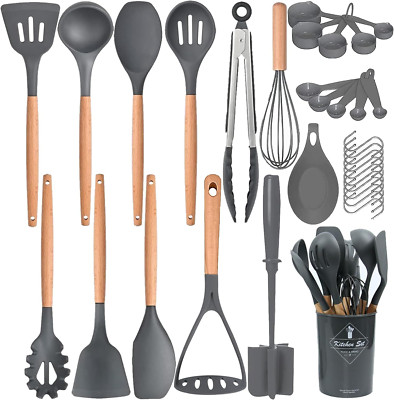 Kitchen Utensils Set, 33 Pcs Non-Stick Silicone Cooking Utensils Set ...