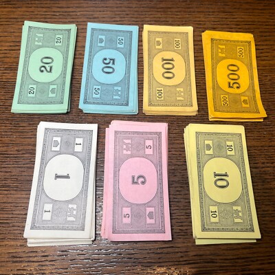 Vtg 1961 Original Monopoly Paper Money Bills Banker Replacement Game ...
