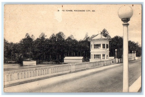 c1940 Bridge Tower Roadway Pocomoke City Maryland MD Antique Local View ...