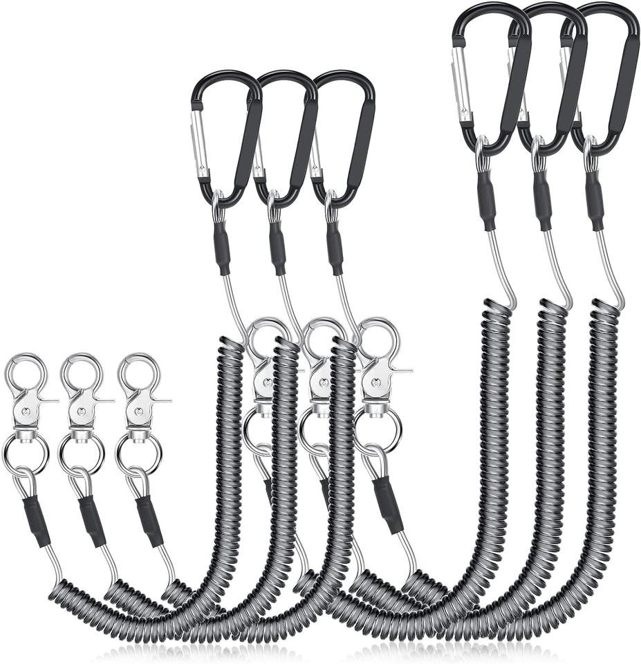 6 Pack Fishing Lanyard Steel Wire Coiled Lanyard Tool Lanyards for Hand ...