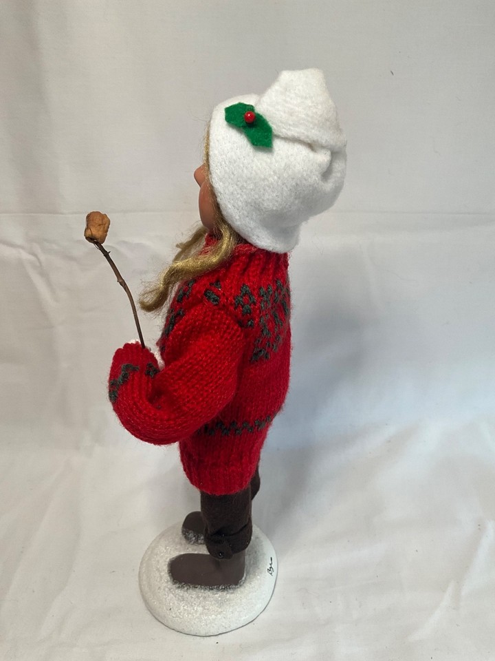 Byers Choice Caroler 2010 Girl Red Sweater w/ Toasted Marshmallow on a ...