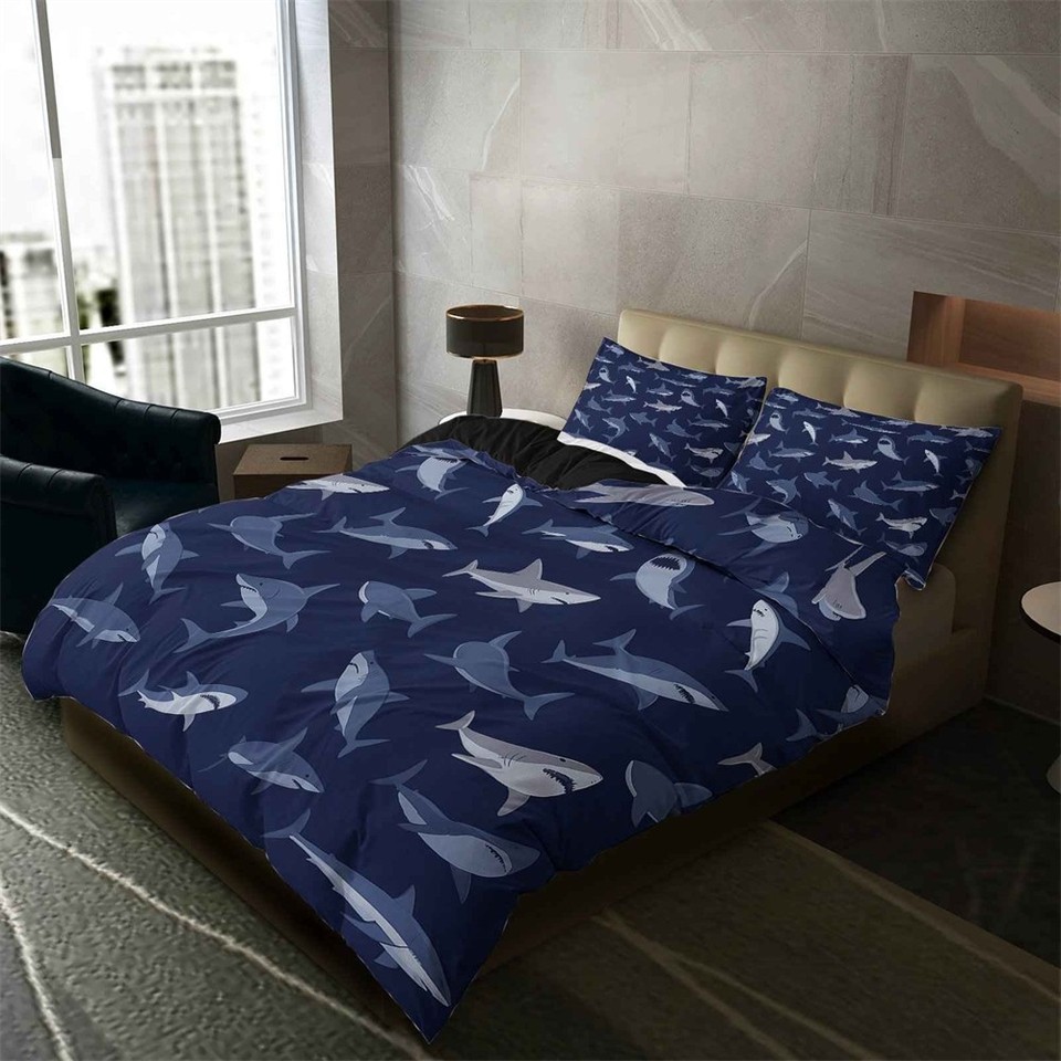 Shark Family Duvet Quilt Cover Set Pillowcases Single Double King ...