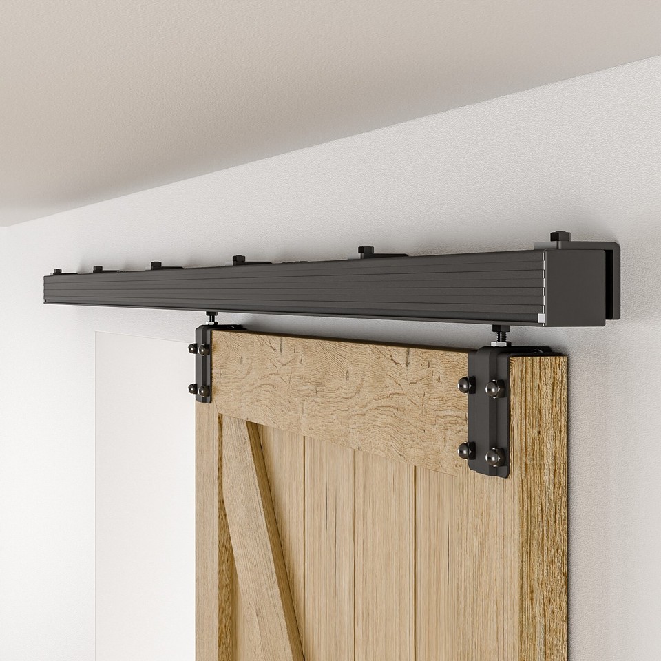 6/6.6FT Wall Mount Kit Box Rail Hardware Sliding Barn Door Track,Carbon ...