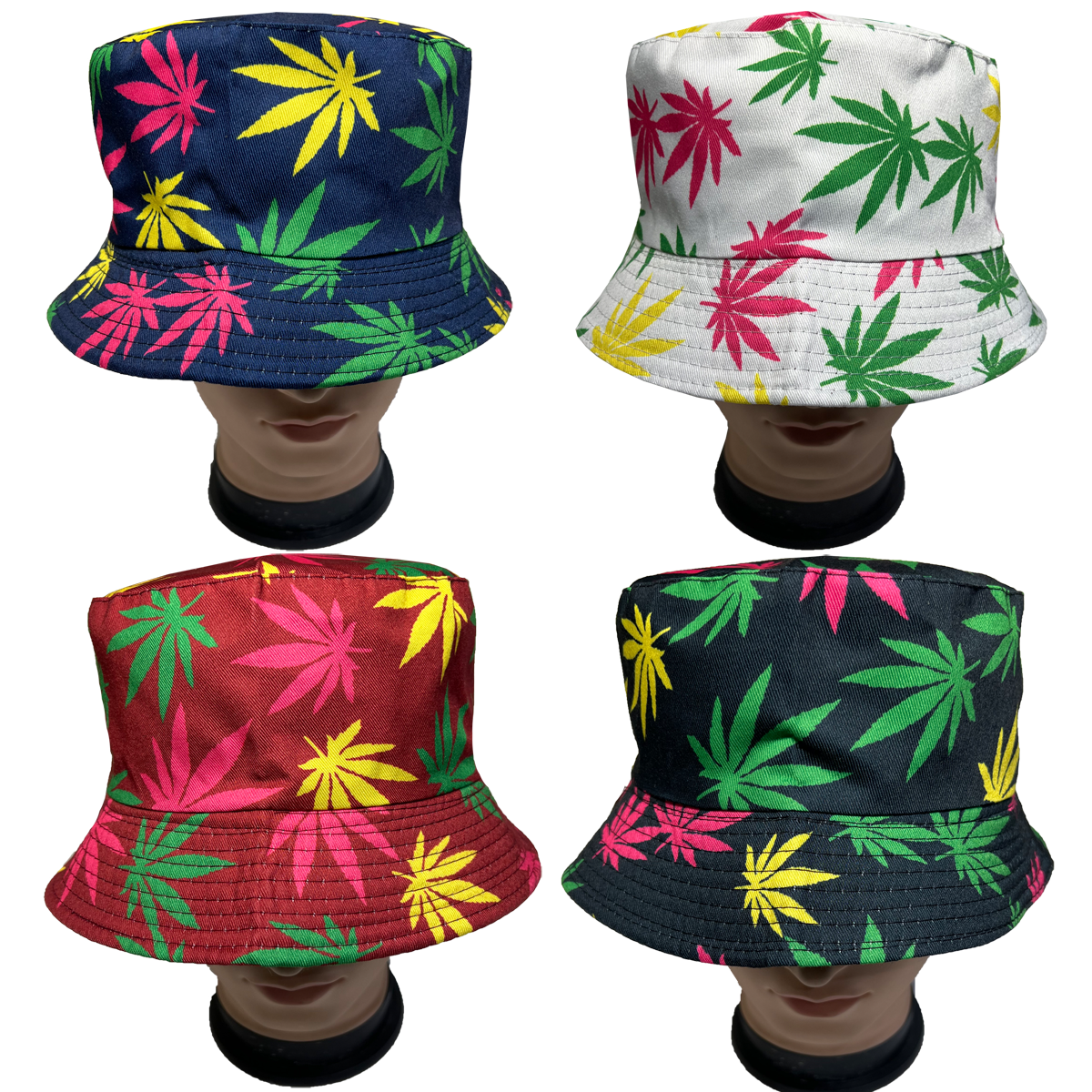 RASTA MARIJUANA POT LEAF Bucket Hats Boonie Fishing Visor Sun Cap ...