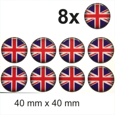 8x 40 mm Diameter UNION JACK FLAG Round Stickers Decal Gloss Domed GEL ...