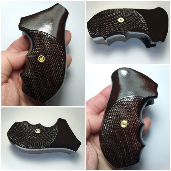 Espresso Grips Ruger SP 101 Brown Wood Checkered Revolver SP101 ...