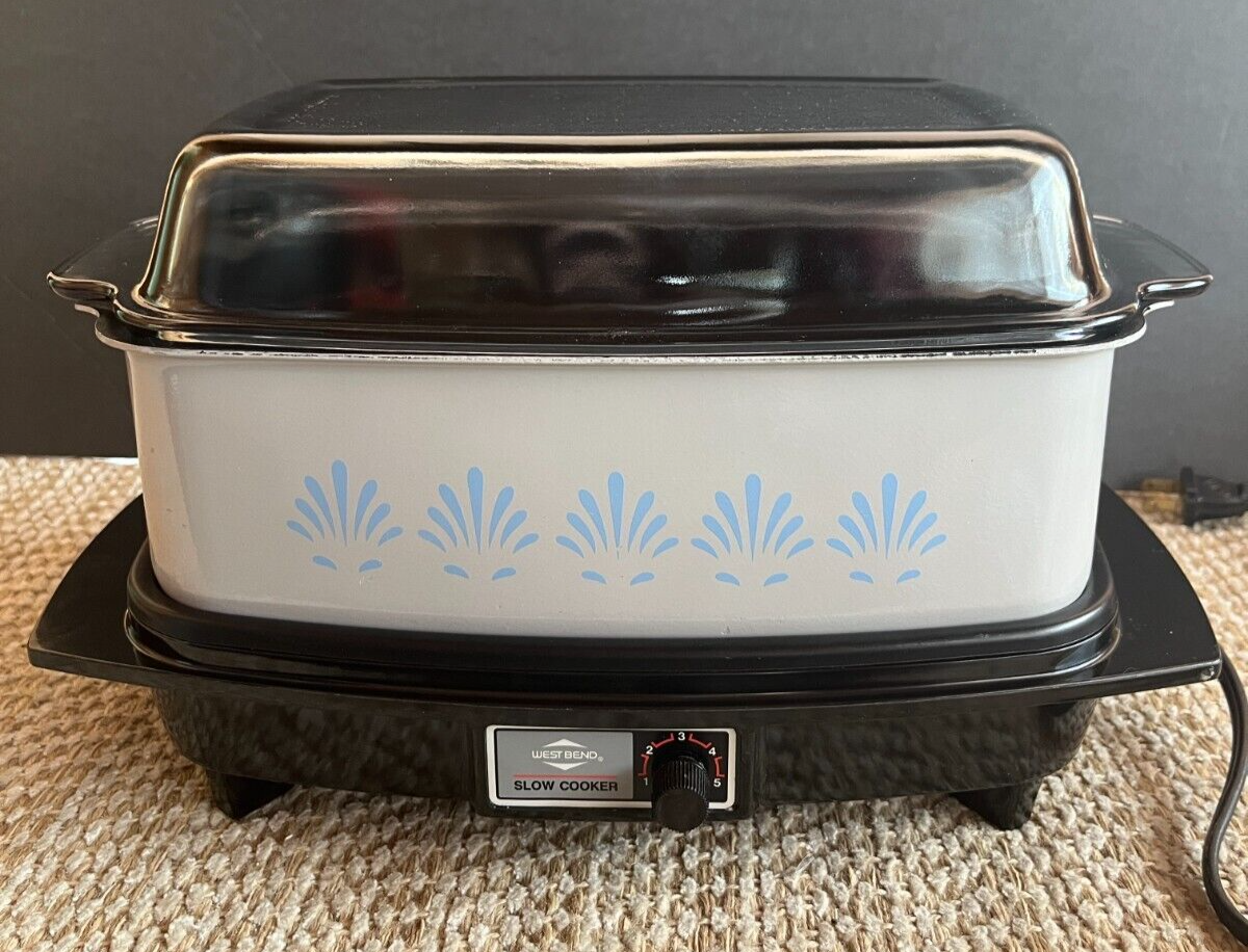 West Bend Slow Cooker Griddle 4 Qt 84604 Non Stick Glass Lid 300 W Vtg ...