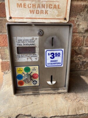 Four (4) Car Wash Coin Box with Dixmor LED5 timers, switches and coin ...