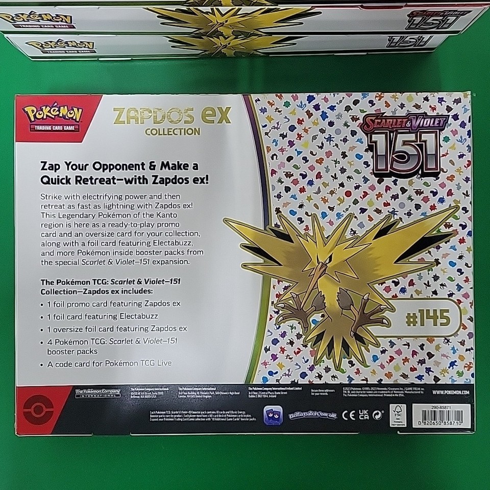 POKEMON SCARLET & VIOLET 151 ZAPDOS EX COLLECTION BOX - Lot Of 8 New ...