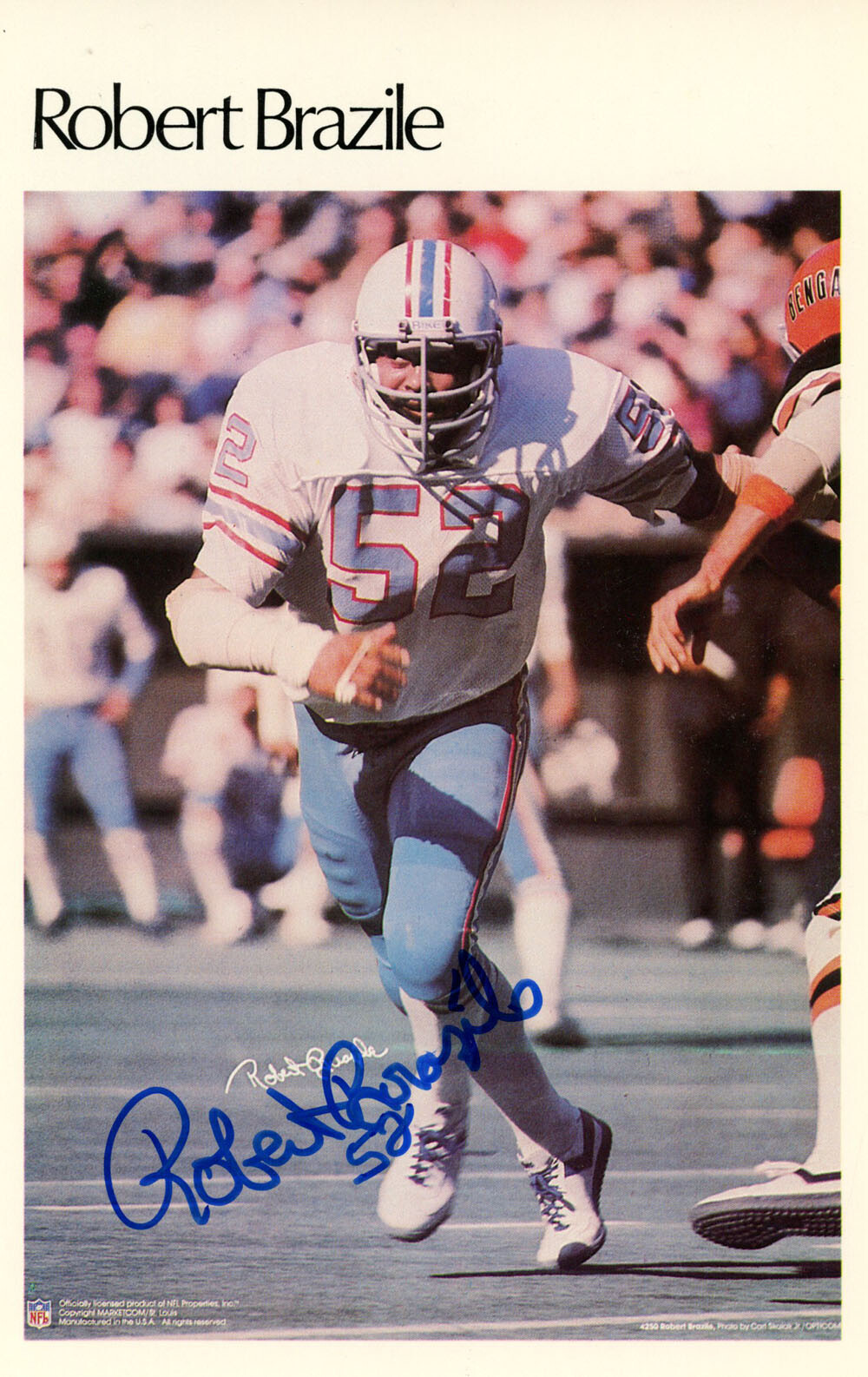 Robert Brazile Autographed Houston Oilers Mini Poster 40/50 Beckett ...