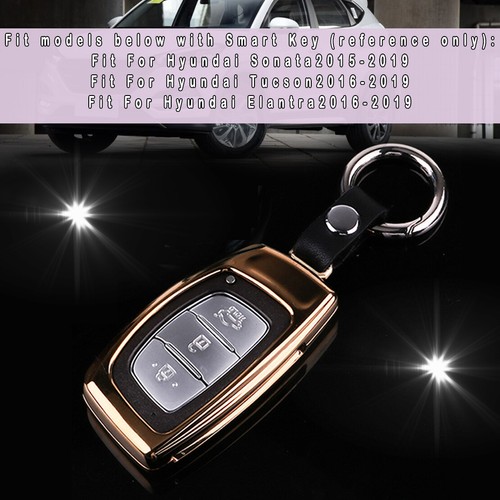 Metal Golden Car Key Case Fob Cover Chain Keychain Ring For Hyundai ...